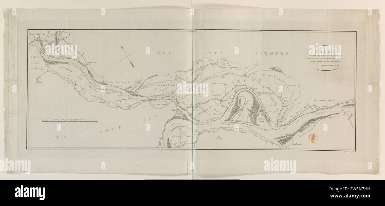Map of the area around the Rhine, from the feather near Malburgen to ...