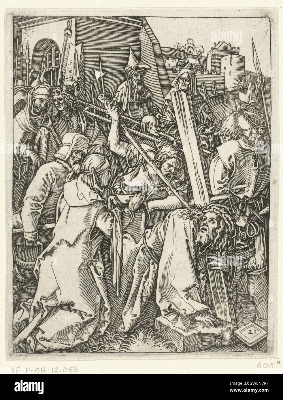 Christ wears Kruis and meets Saint Veronica with sweat cloth on the way ...