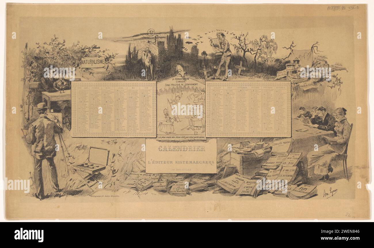 Calendar of Uitgeverij Kistemaeckers for the year 1883, Emile Aubry ...