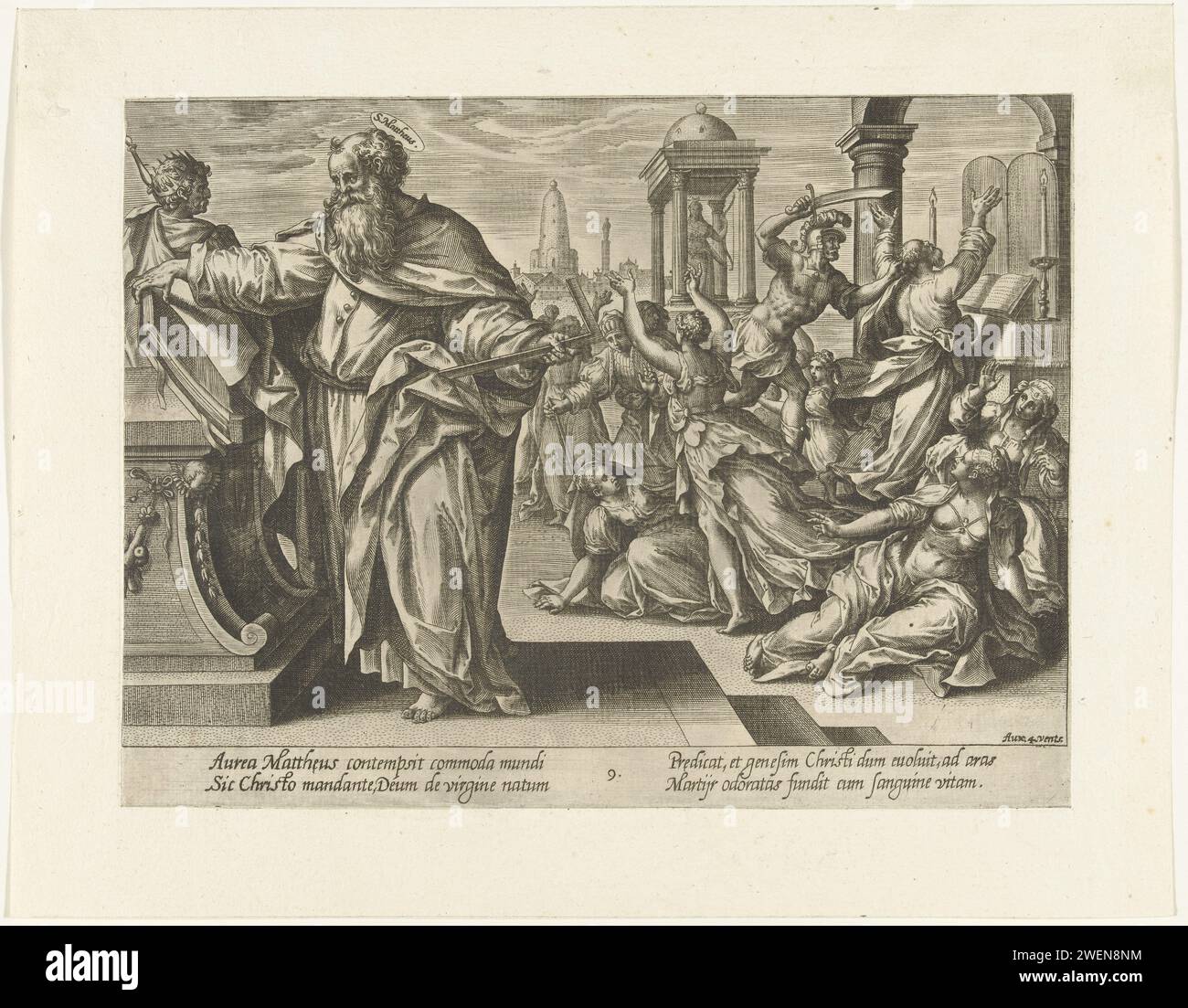 The martyrdom of Matthew, 1577 - 1582 print Matthew is beaten to death ...