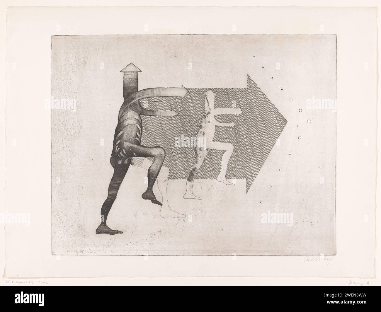 Men with arrows, Aat Verhoog, 1967 print Men with arrows on the site of ...
