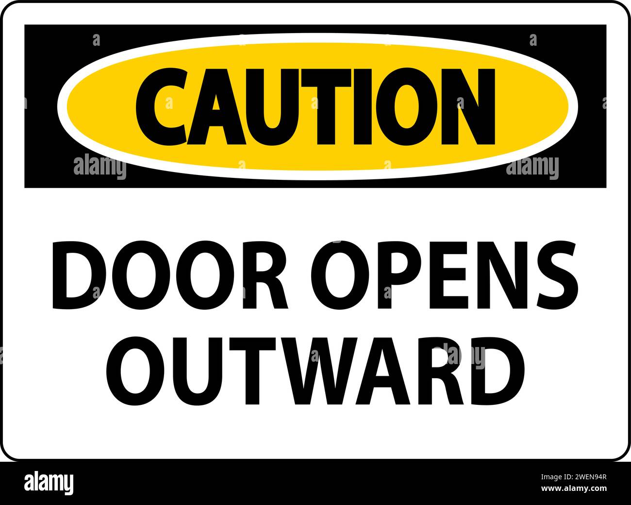 Caution Sign Door Opens Outward Stock Vector Image & Art - Alamy