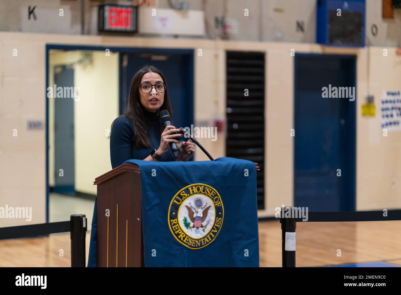 Bronx, USA. 25th Jan, 2024. Alexandria Ocasio-Cortez hosted a student service fair at the 14th ...