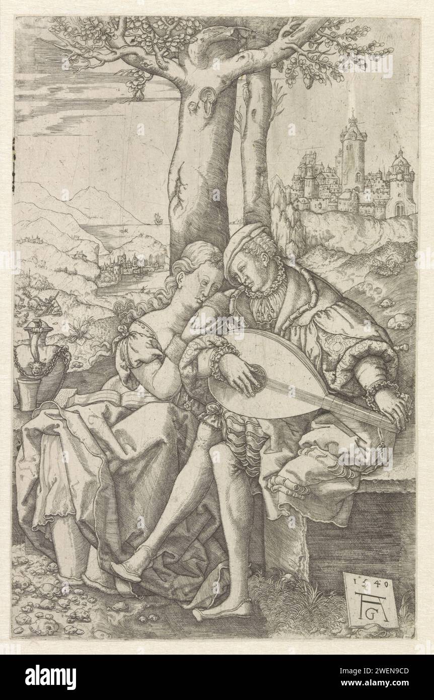 Two lovers under a tree, monogrammist ac (16th century) (attributed to ...