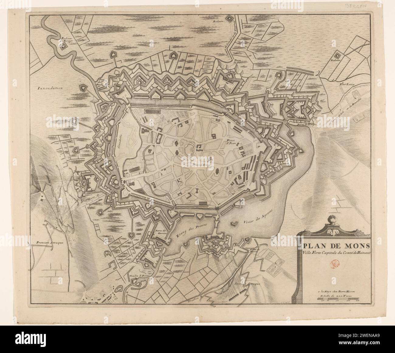 Plan of the siege of Bergen (Mons), 1709, Pieter van Call (II), 1709 ...