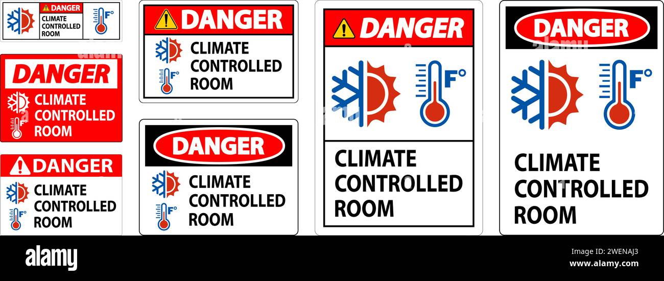 Door Danger Sign, Keep Doors Closed, Climate Controlled Room Stock ...