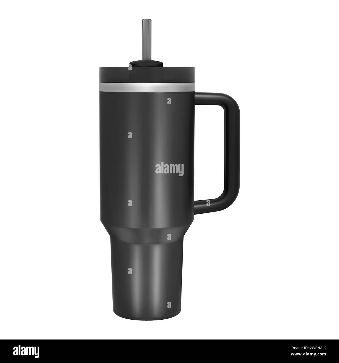 Coffee thermo cup. Thermal tumbler mockup, vector illustration ...