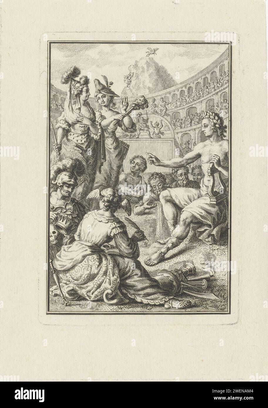 Allegory with Apollo, Muses and Artists in Amphitheater, Abraham Delfos ...