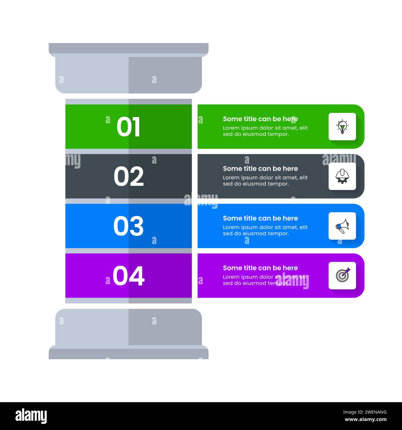 Infographic template with icons and 4 options or steps. Greek column ...