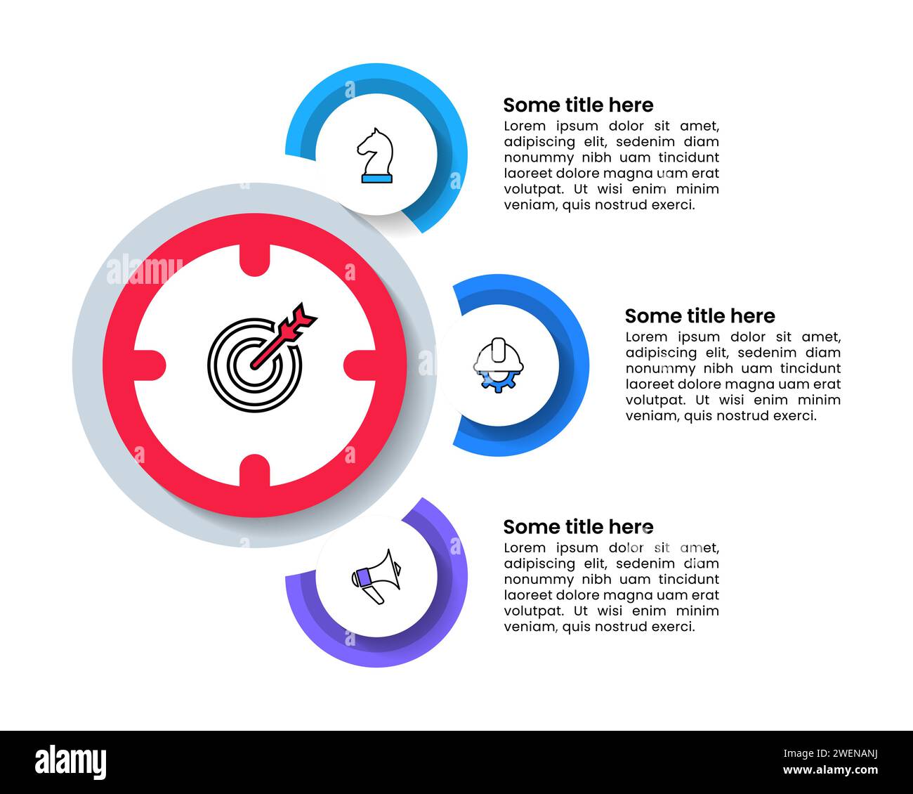 Infographic template with icons and 3 options or steps. Business goal ...