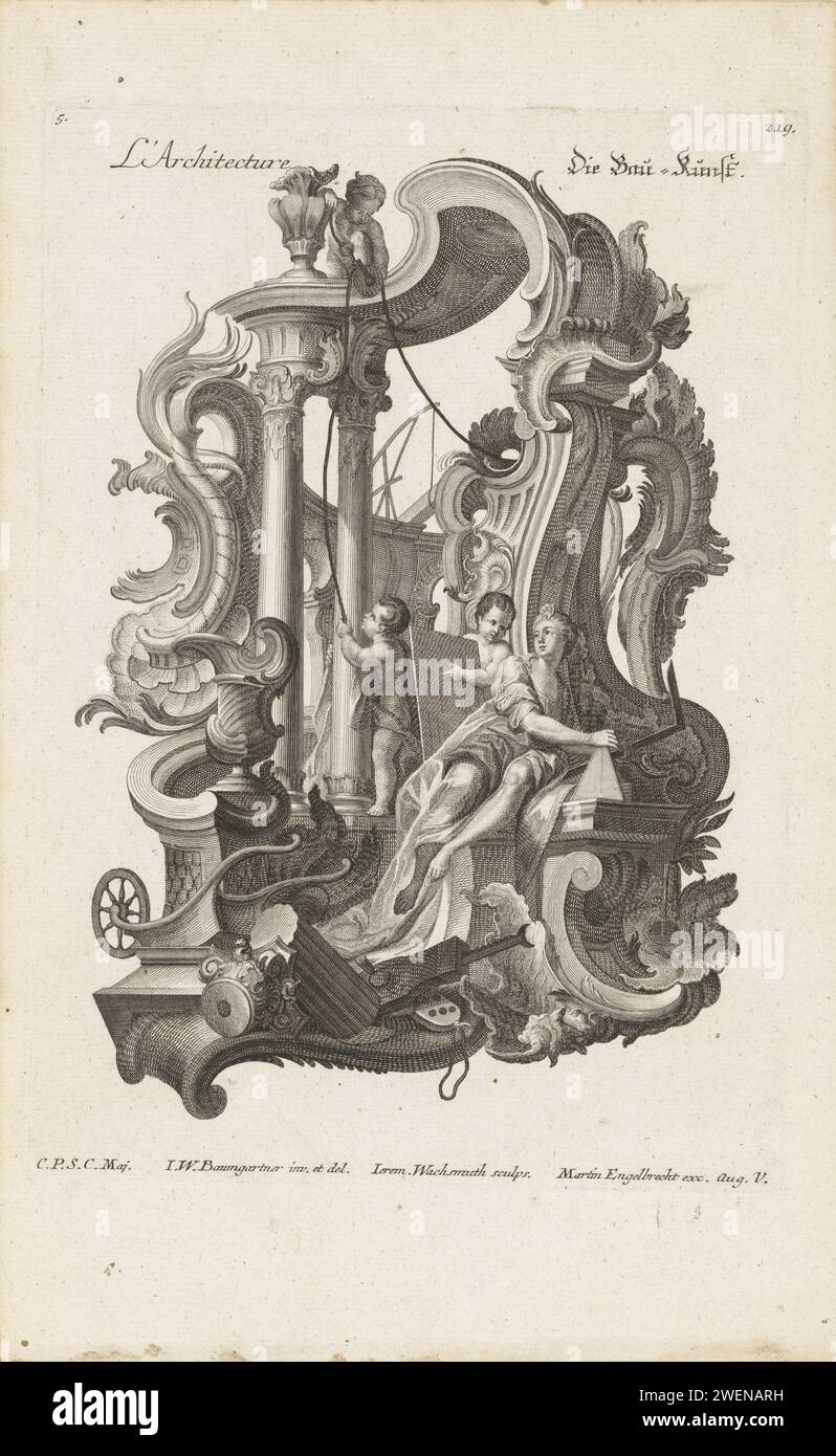 Rocaille with the personification of architecture (architectura), 1719 ...