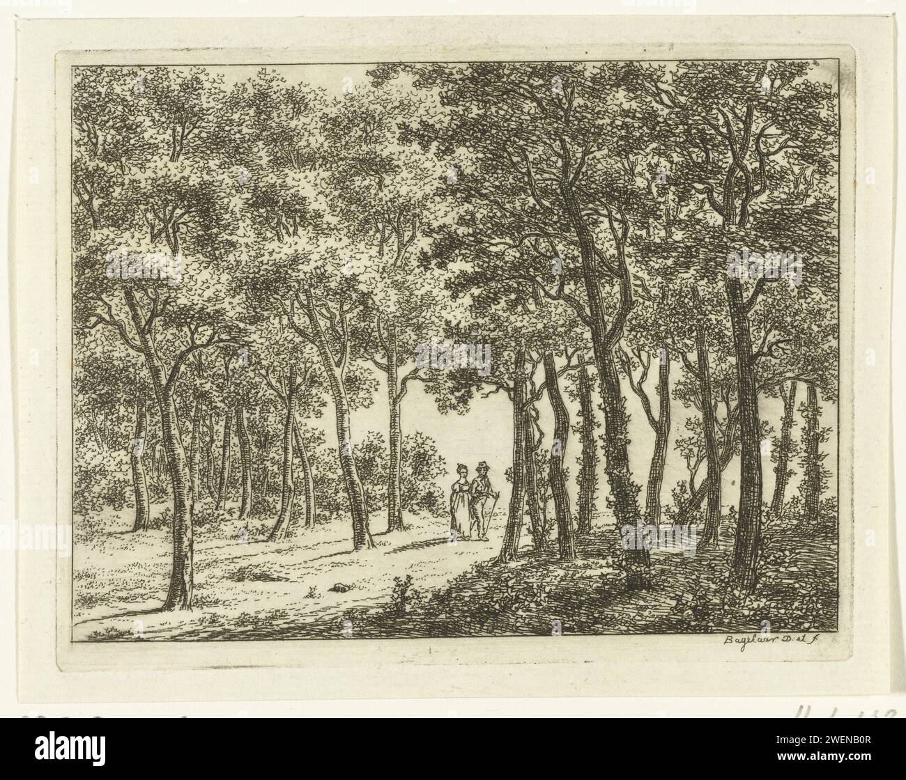Walking couple in the forest, Ernst Willem Jan Bagelaar, 1798 - 1837 ...