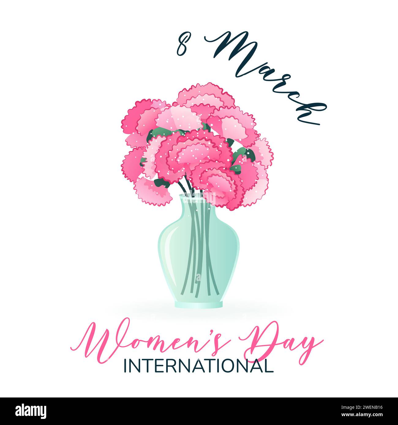 International Women's Day. 8 March. Banner with bouquet of flowers ...