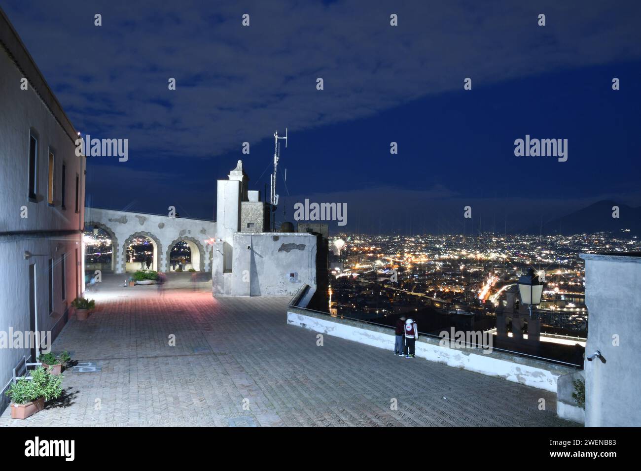 The passage on the walls of Saint'Elmo, an ancient castle in Naples ...
