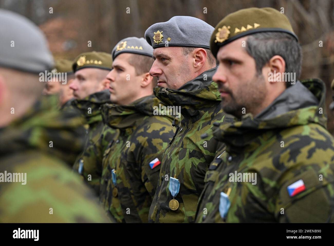 Bucovice, Czech Republic. 26th Jan, 2024. Military parade after Czech Army soldiers' return from ...