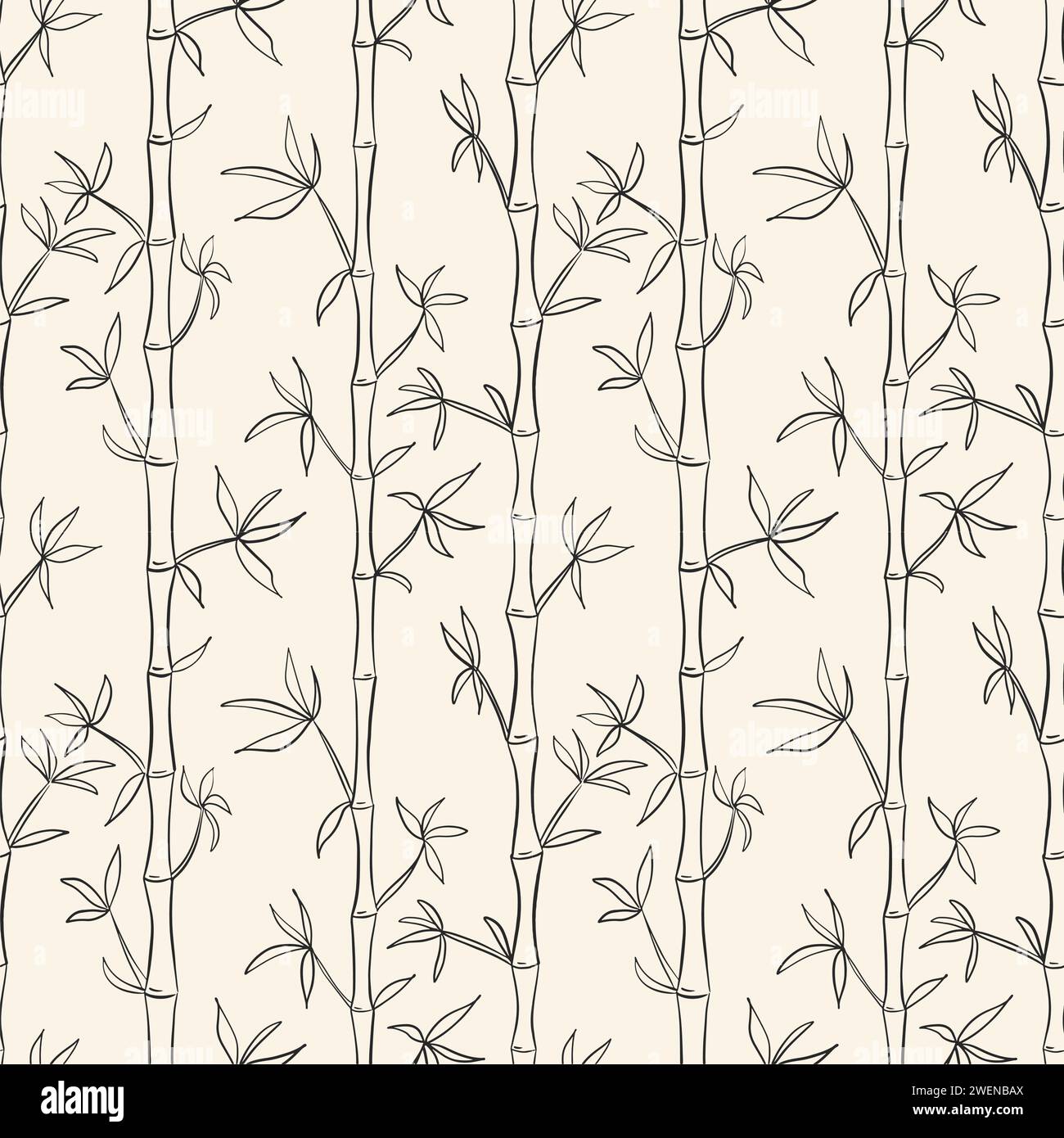 Seamless bamboo pattern. Black and cream white vector illustration ...