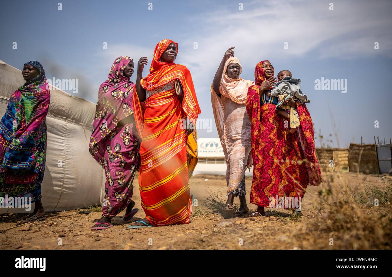 Juba, South Sudan. 26th Jan, 2024. Refugee women stand in the Gorom ...
