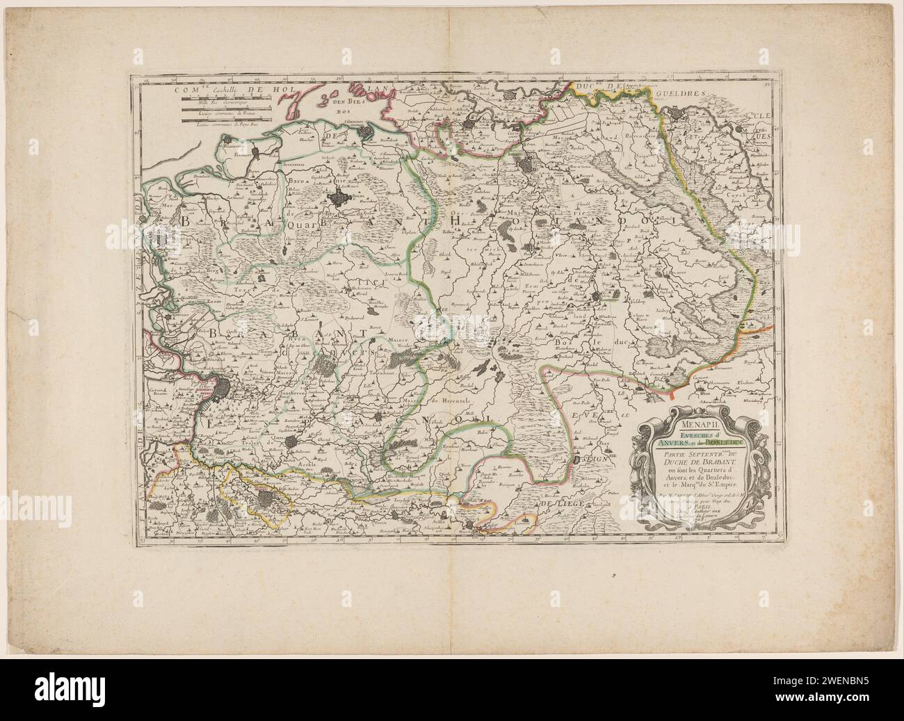 Map of the northern part of the Duchy of Brabant, Anonymous, 1703 - 1730 print Map of part of ...