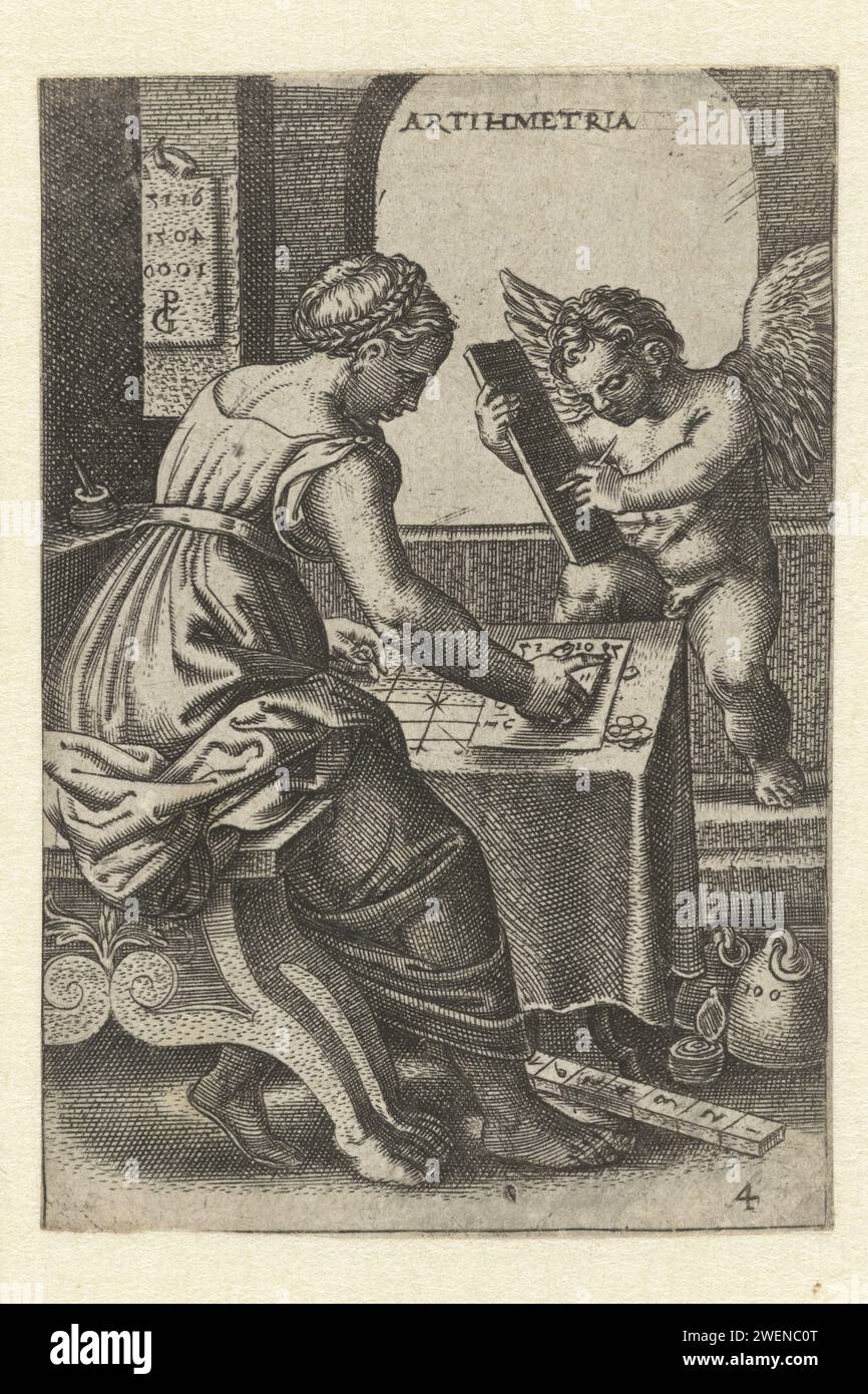 Accounting, Georg Pencz, 1539 - 1543 print Woman as personification of ...
