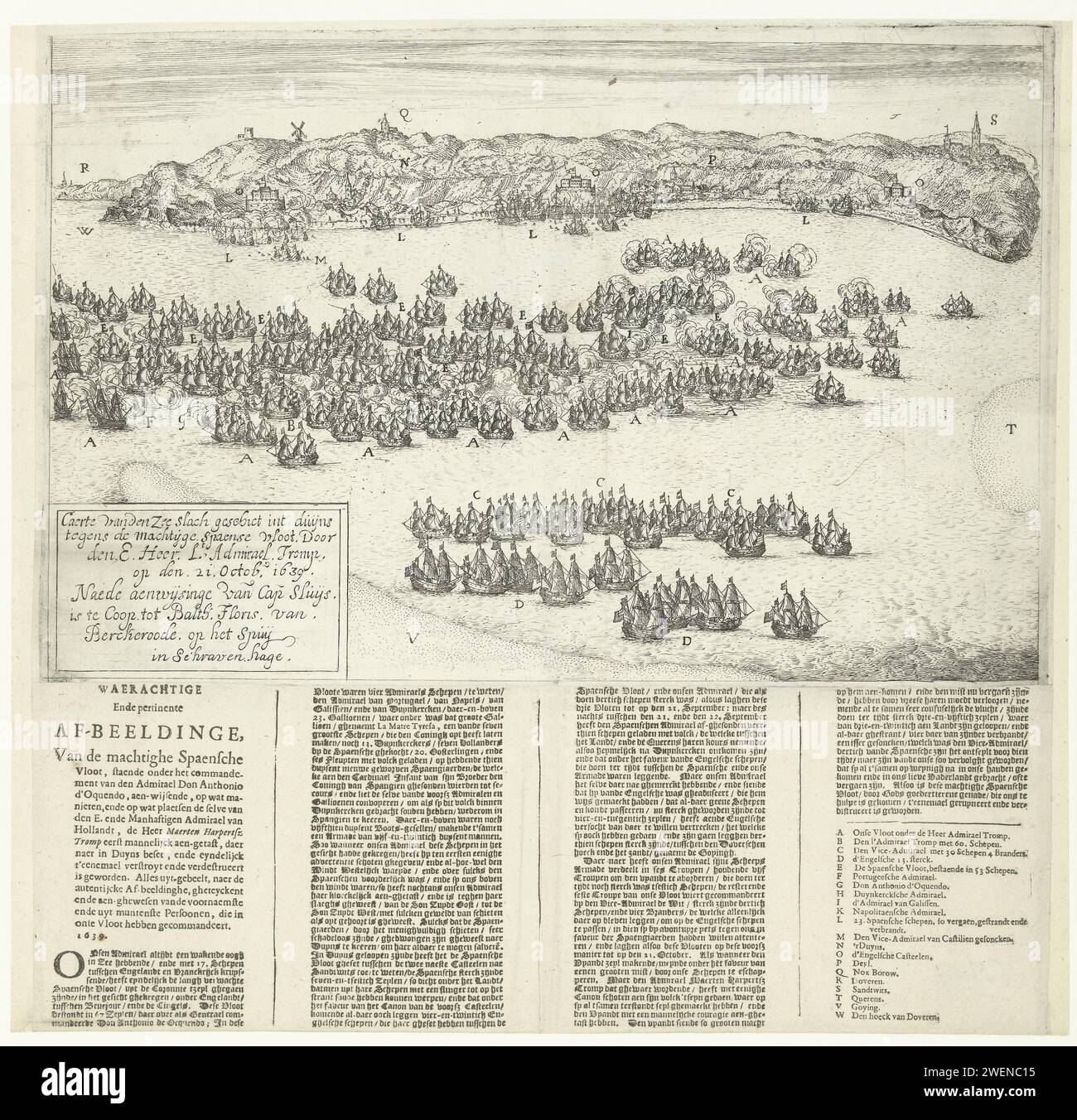 The sea battle at Duins, 1639, 1639 - 1640 print The sea battle at ...