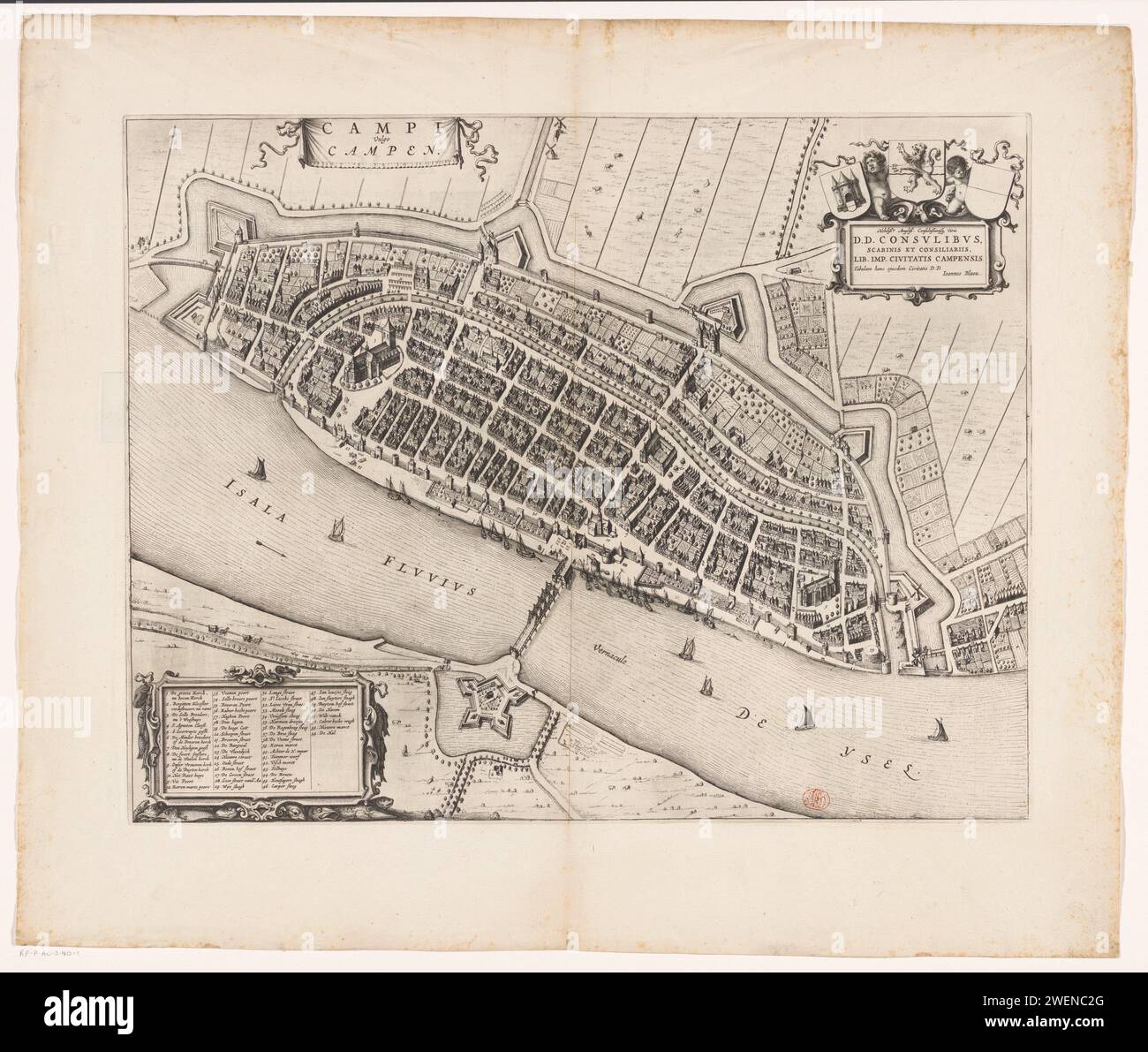 Map of Kampen, Anonymous, 1652 print Map in a nutshell perspective. At ...