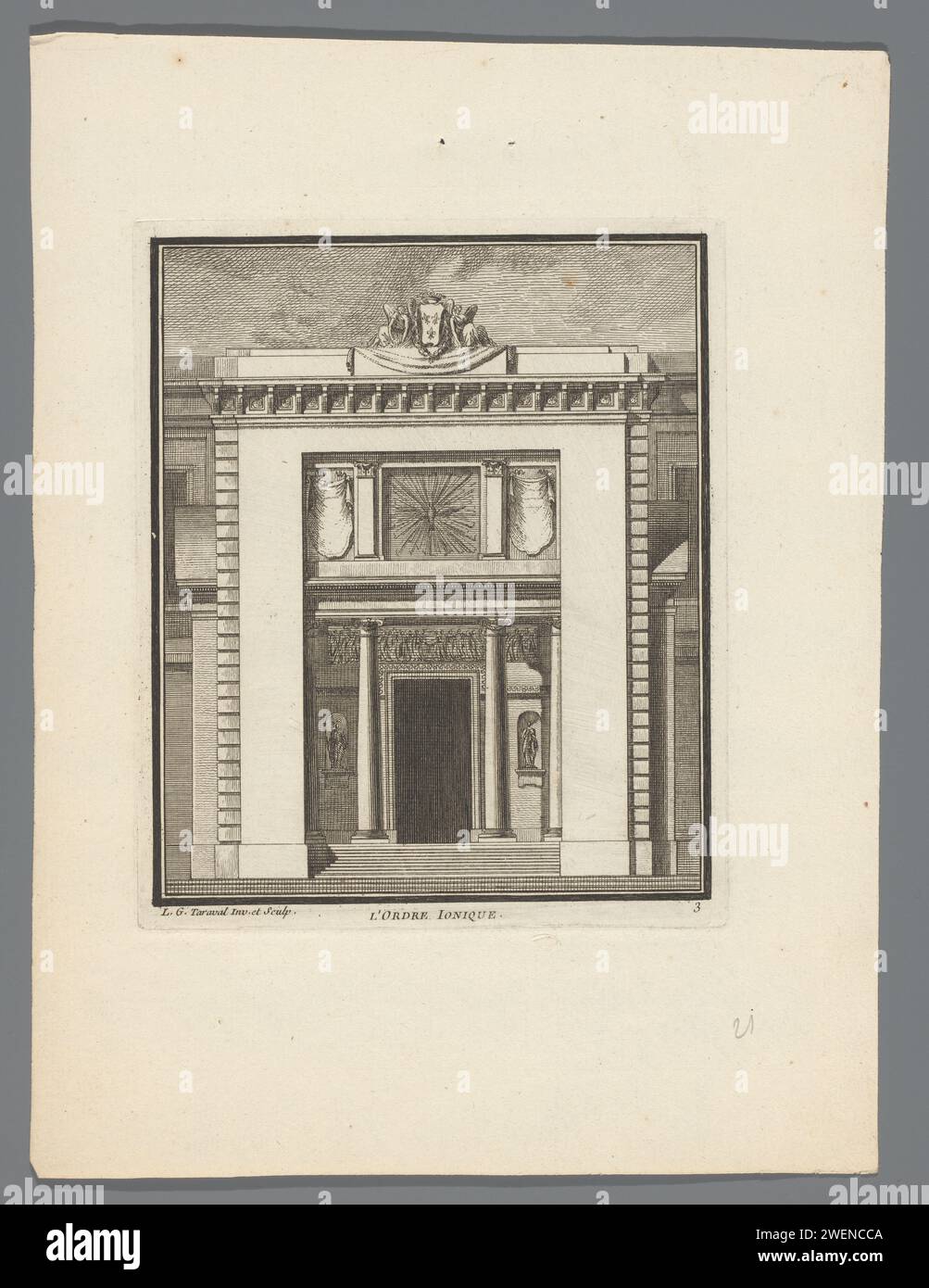 Ionisch Portal, Gustaave Taraaval, 1768 - 1786 print A portal with ...