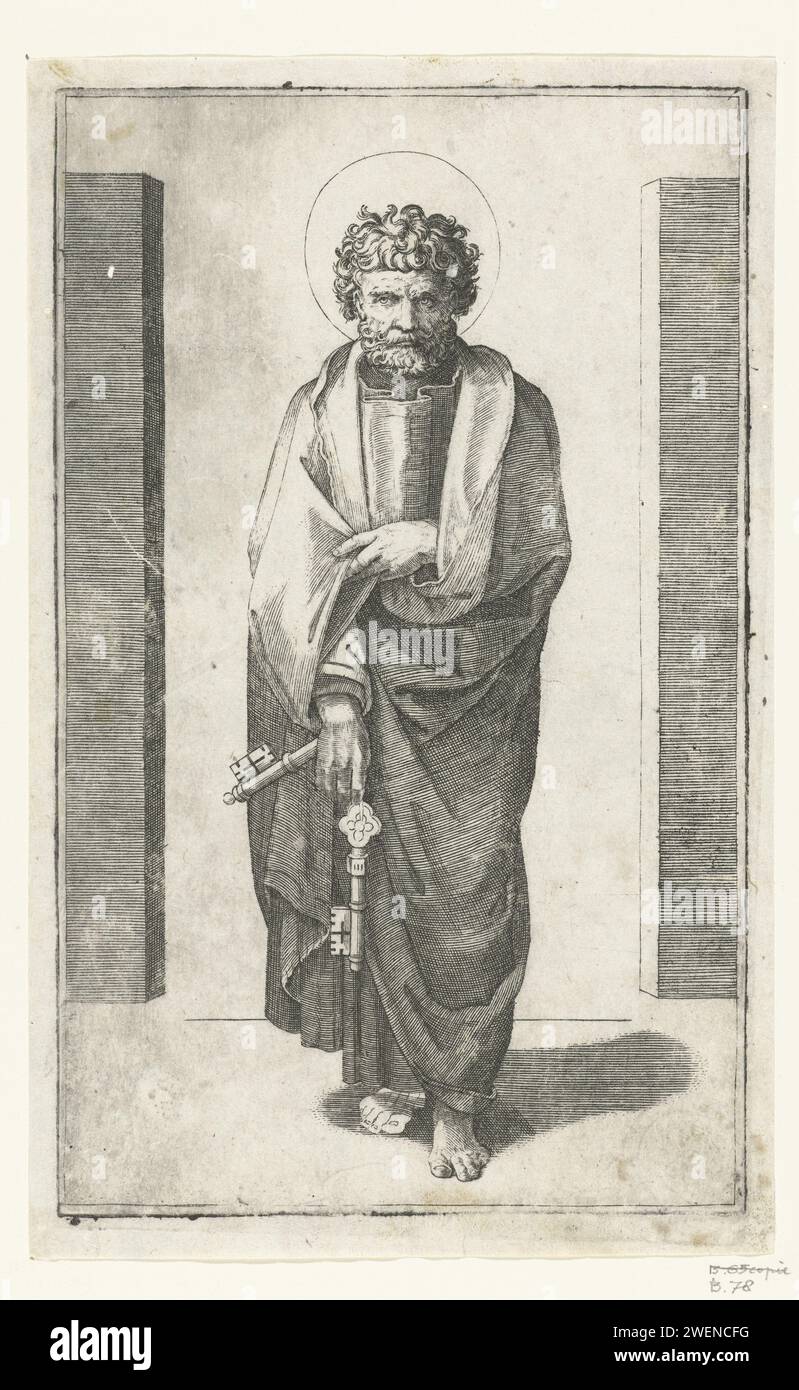 Peter Peter Met Sleutels, Marcantonio Raimondi, after Rafaël, 1517 ...