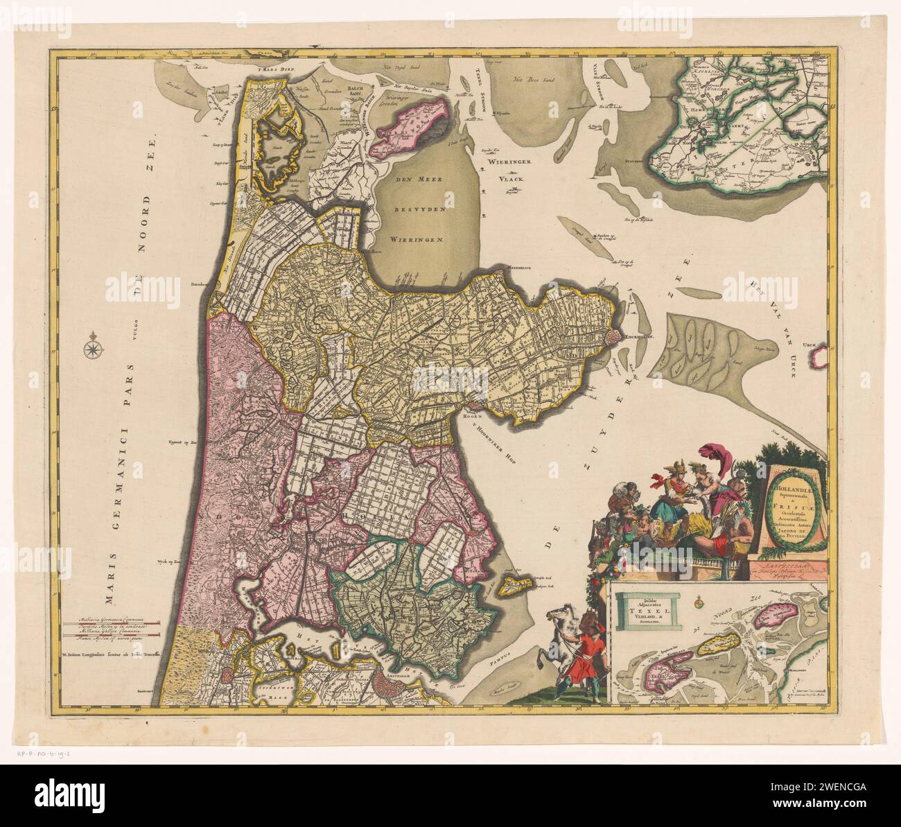 Map of North Holland and part of Friesland, Anonymous, 1693 - Before 1719 print At the bottom ...
