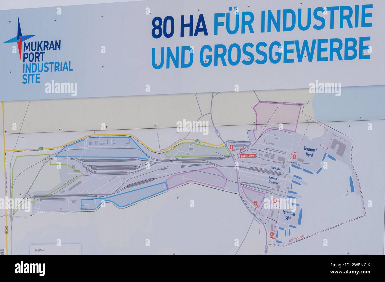 Lubmin, Germany. 26th Jan, 2024. View of a site plan in the port of ...