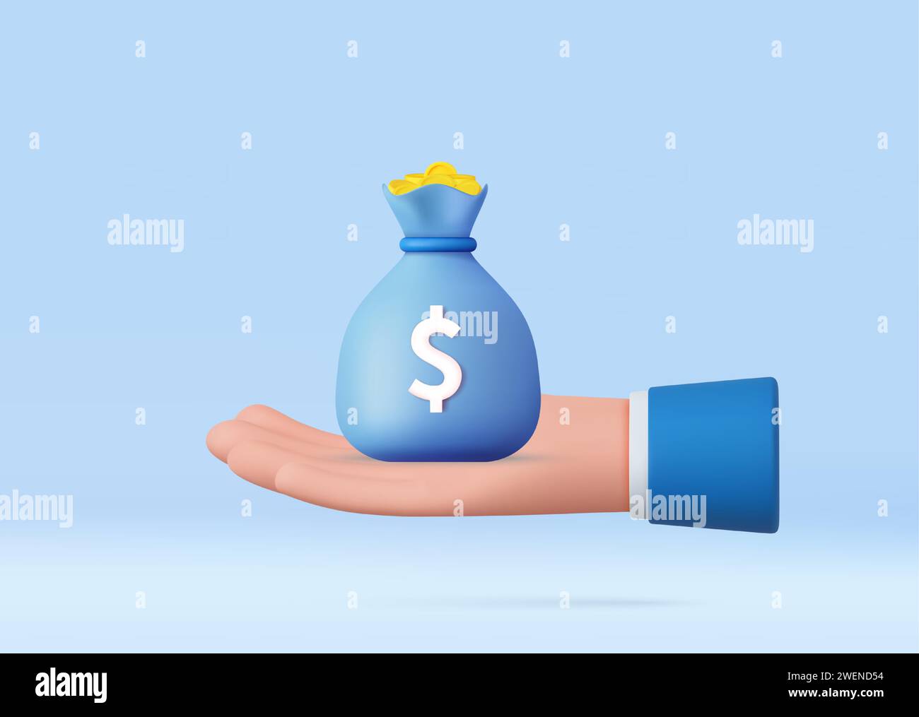 3D hand holding money bag Stock Vector Image & Art - Alamy
