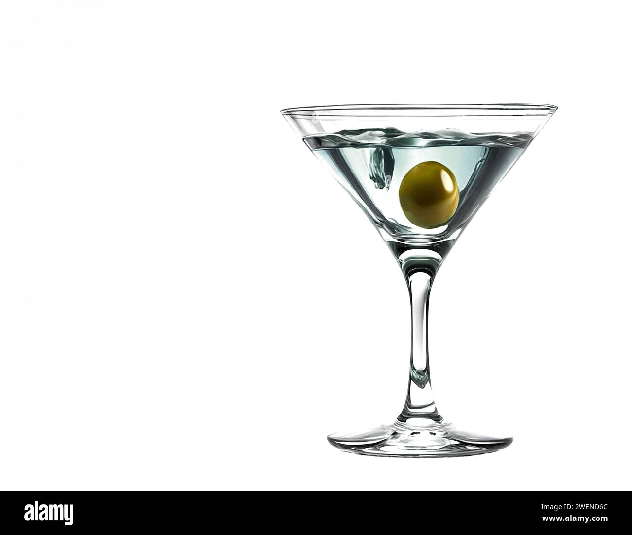Martini glass cocktail one olive isolated on white Stock Photo - Alamy