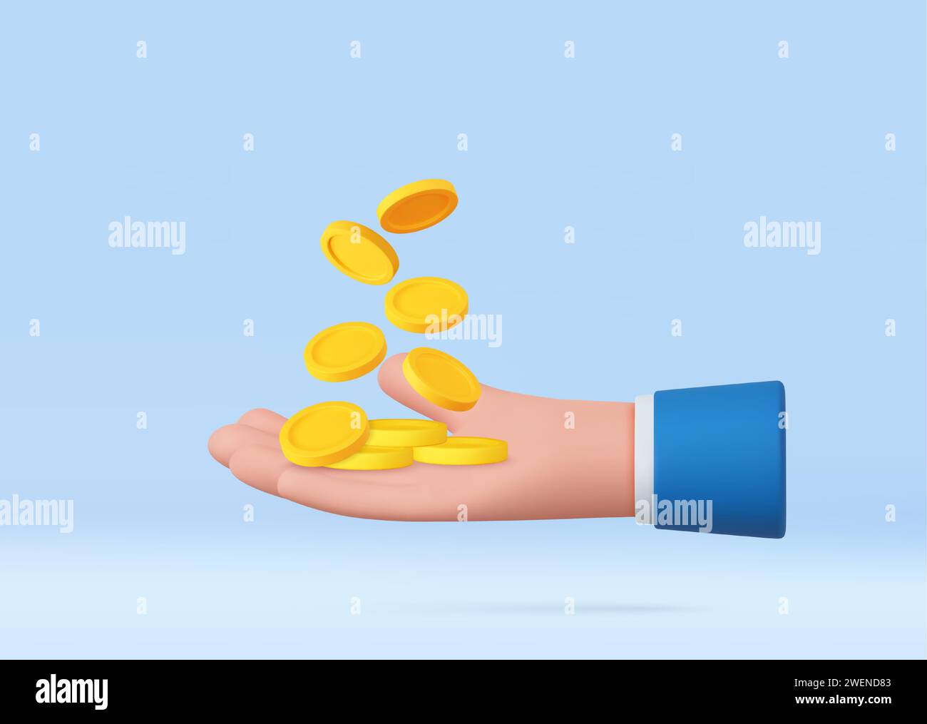3d hand with coins flying Stock Vector Image & Art - Alamy