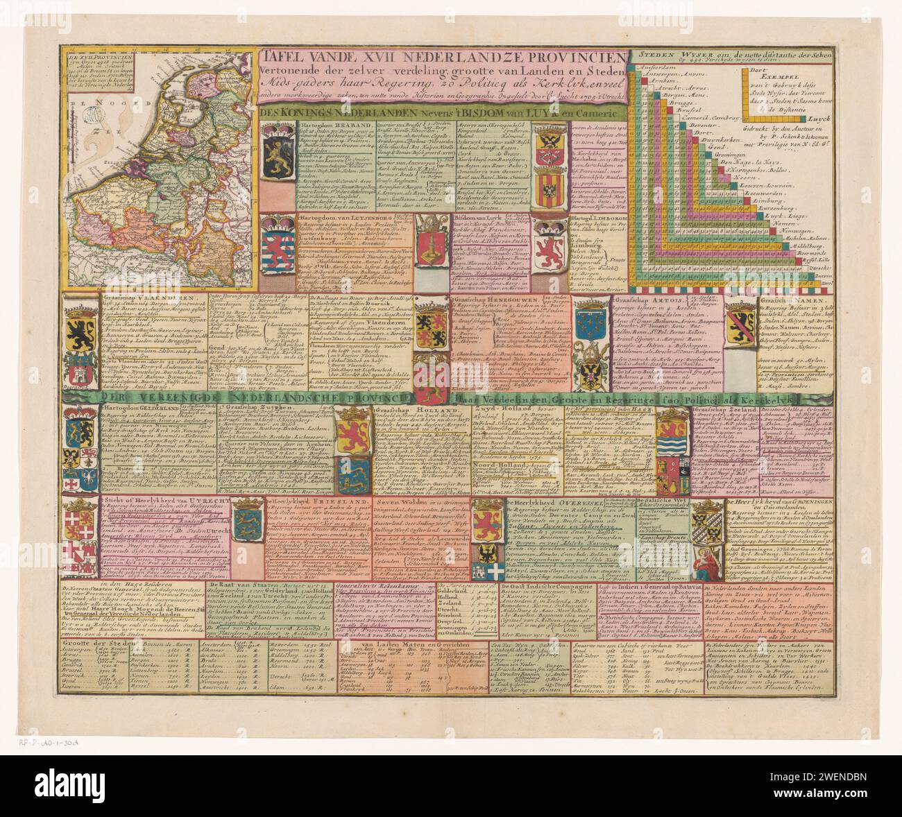 Map of the seventeen provinces with explanation, after 1706 print At ...