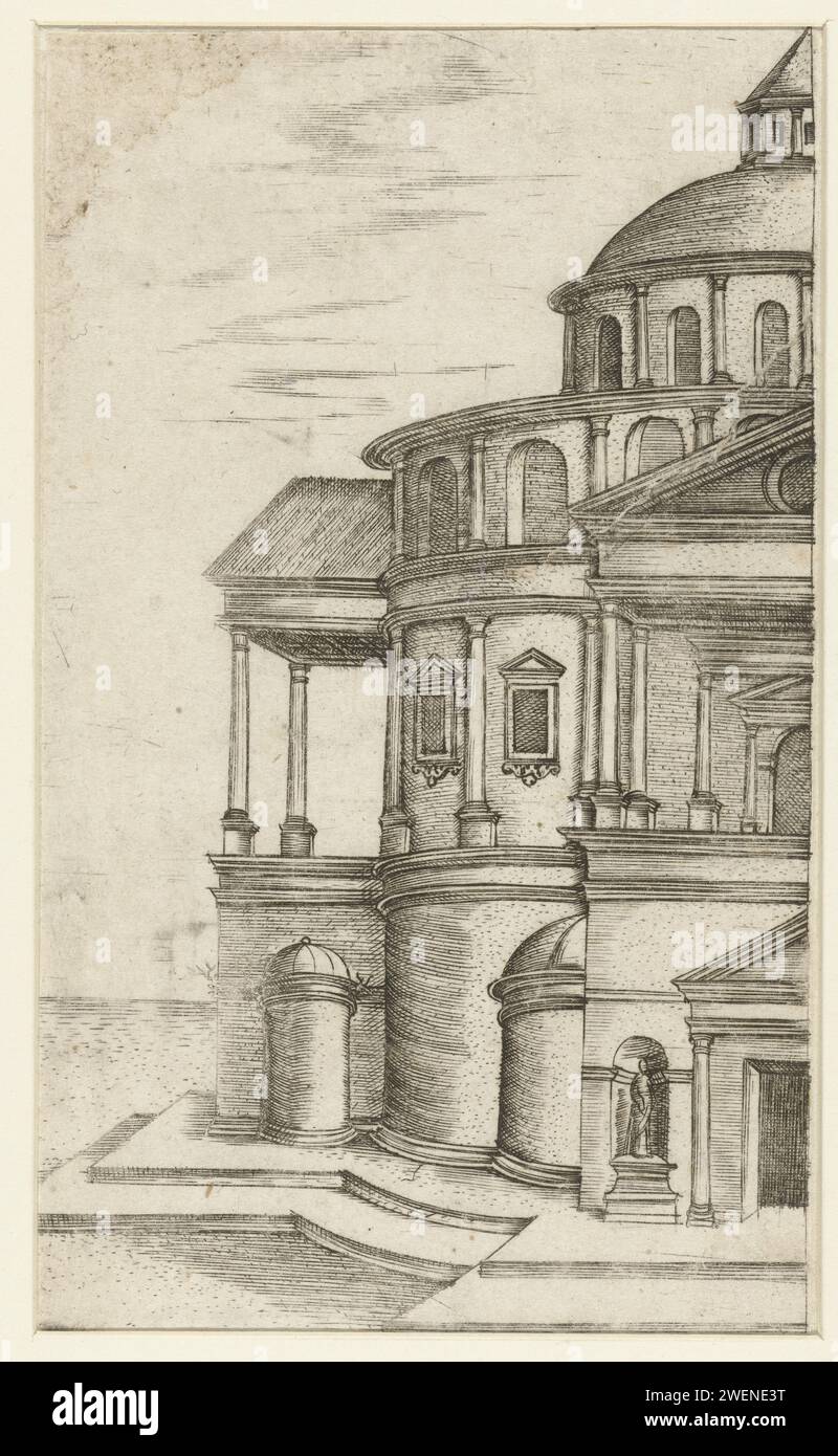 Part of the exterior of a classic temple, Anonymous, After Jacques ...