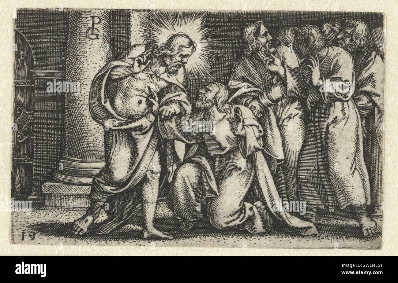 Unbelieving Thomas touches wounds Christ, Georg Pencz, 1534 - 1535 ...