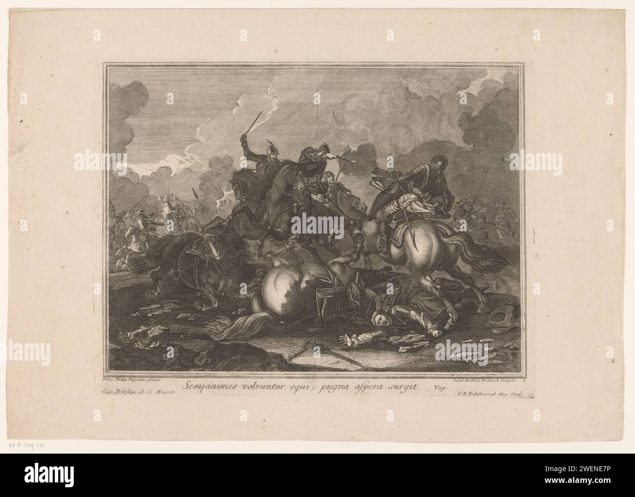 Ruiter fight, after c. 1730 - Before 1751 print paper engraving charge ...