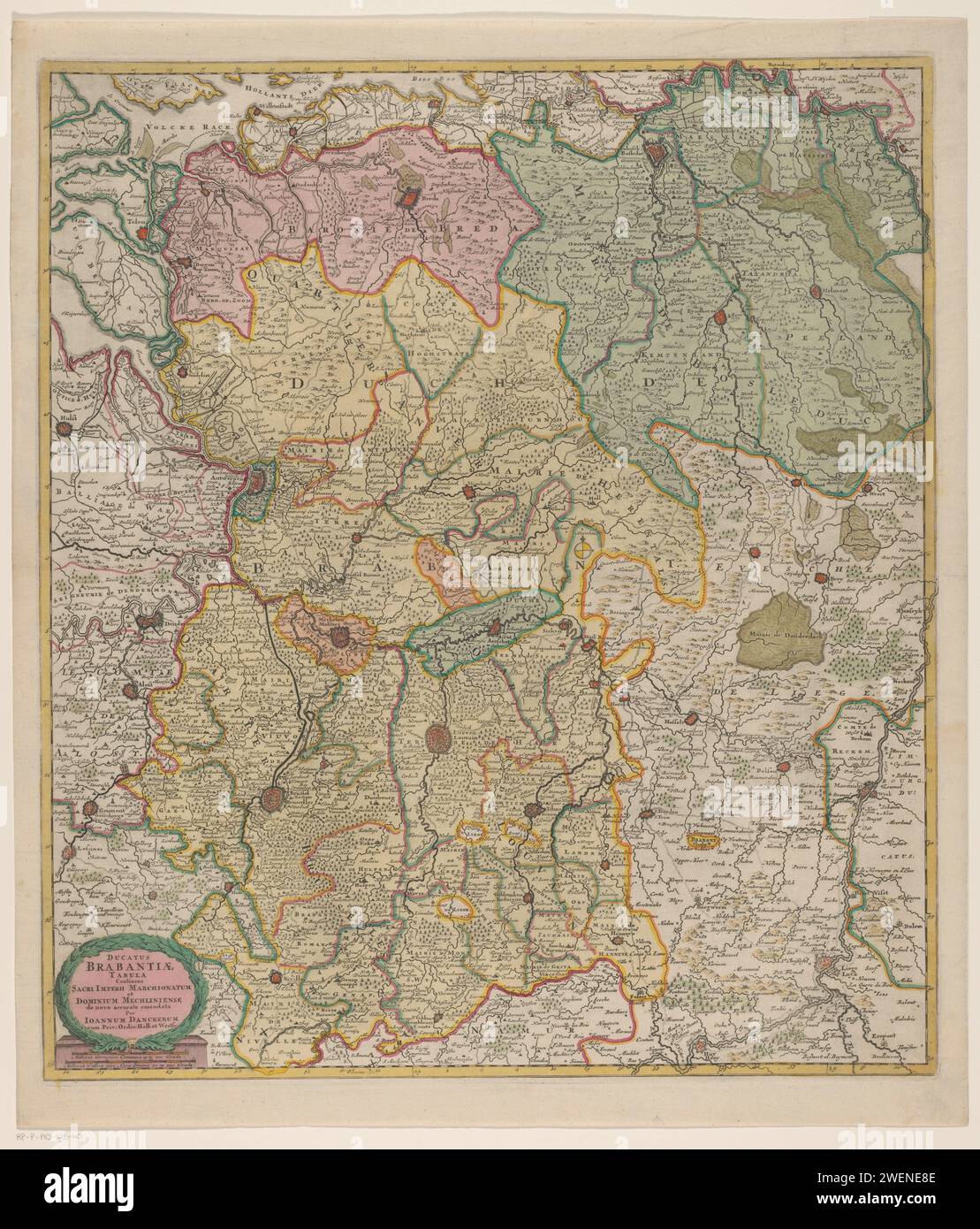 Map of the Duchy Brabant, Anonymous, in or after 1684 - 1717 print Map of the southern part of ...