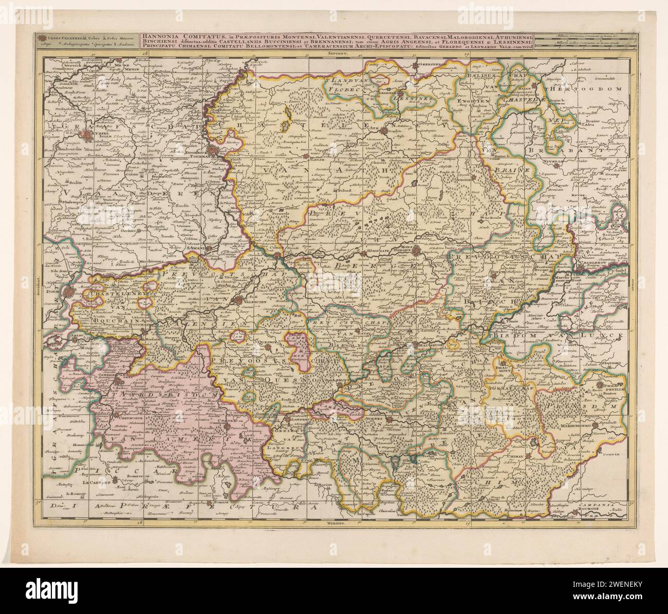 Map of the Graafschap Henegouwen, Anonymous, 1710 - 1746 print Map of ...