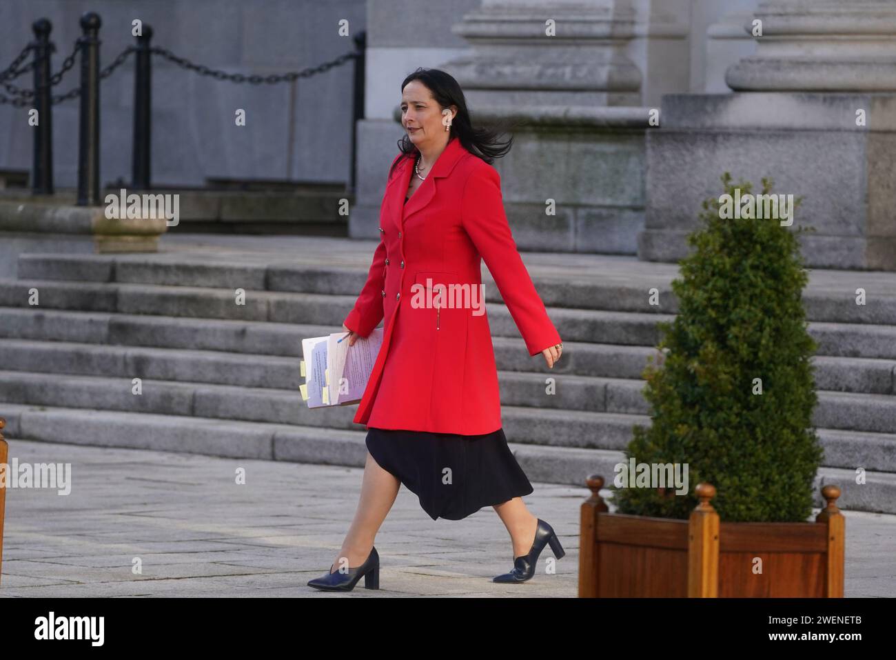 Culture minister Catherine Martin arrives to speak to the media at ...