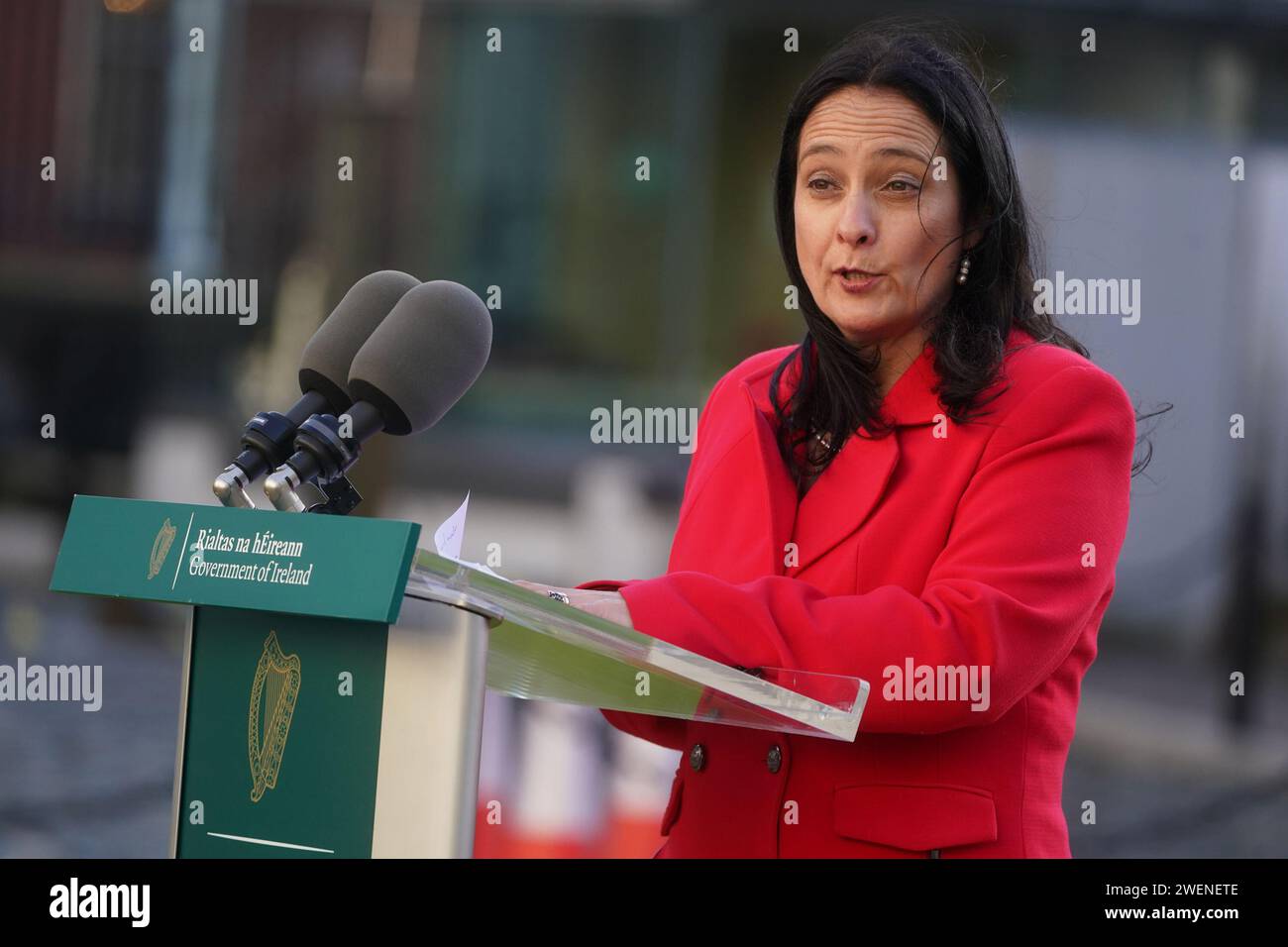 Culture minister Catherine Martin speaking to the media at Government ...