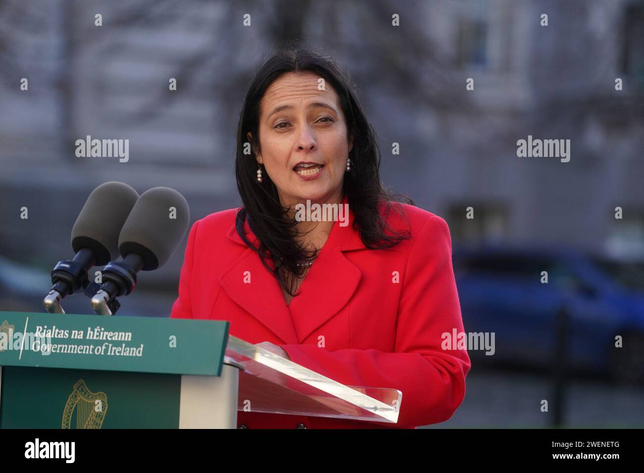 Culture minister Catherine Martin speaking to the media at Government ...