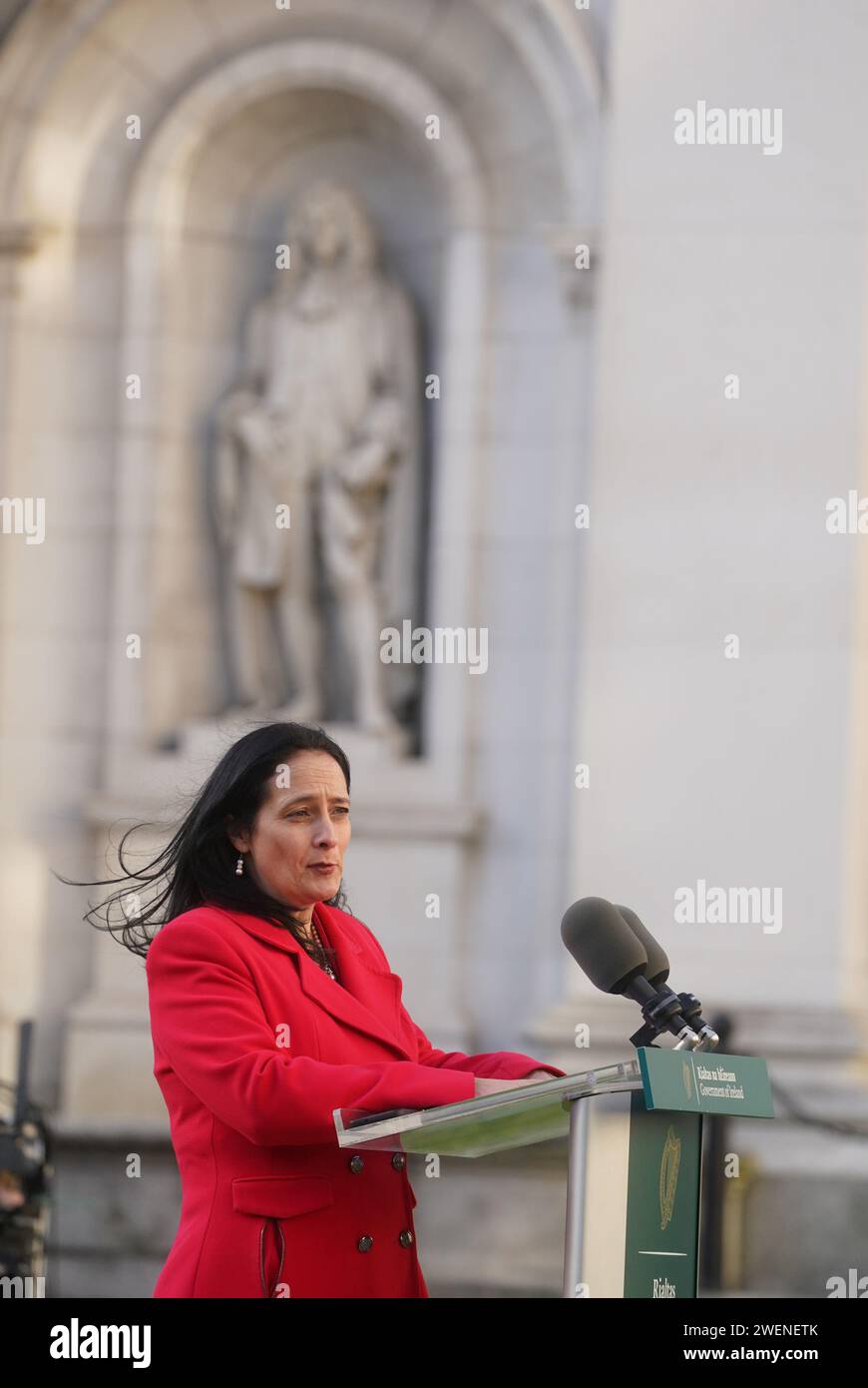 Culture minister Catherine Martin speaking to the media at Government ...