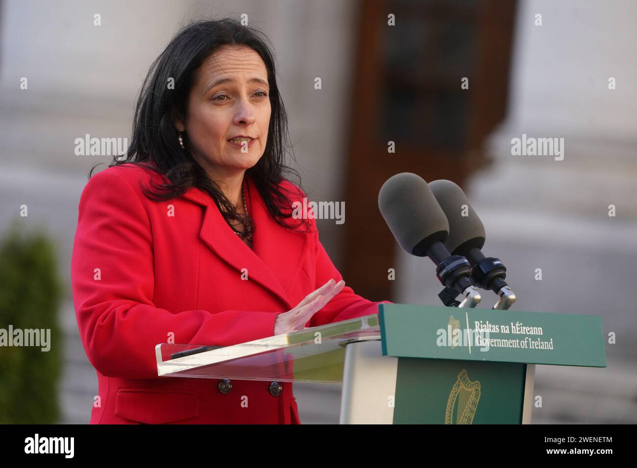 Culture minister Catherine Martin speaking to the media at Government ...