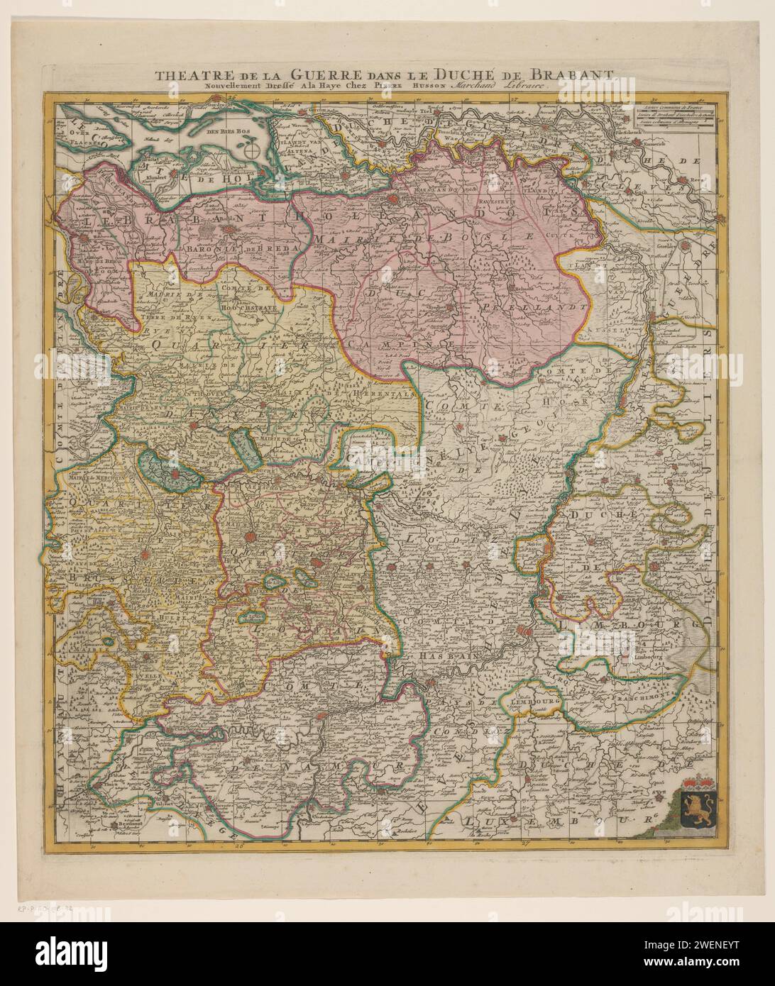 Map of the Duchy Brabant, Anonymous, 1702 - 1732 print Map of the Duchy of Brabant. Above the ...