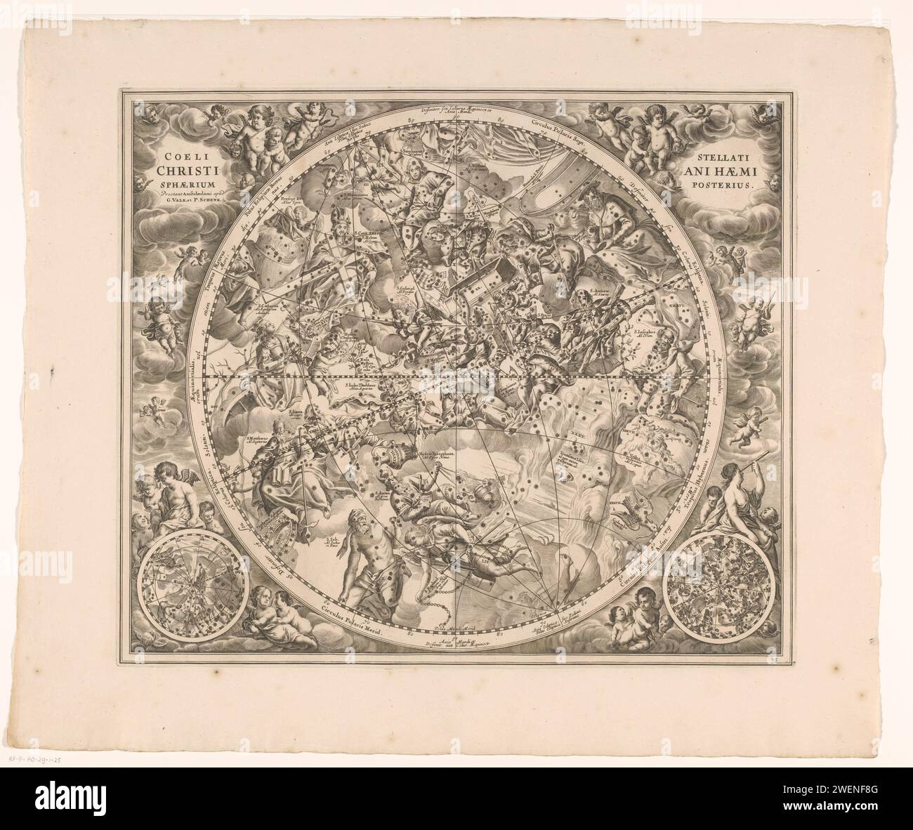 Hemelkaart with Christian constellations, Anonymous, 1708 print ...