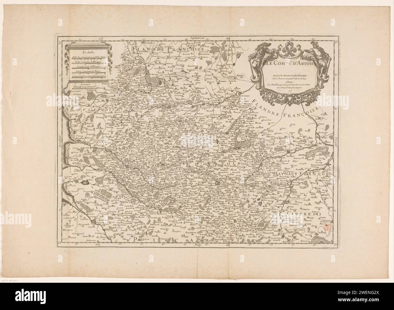 Map of the Graafschap Artesia, Anonymous, 1700 print Map of the county ...