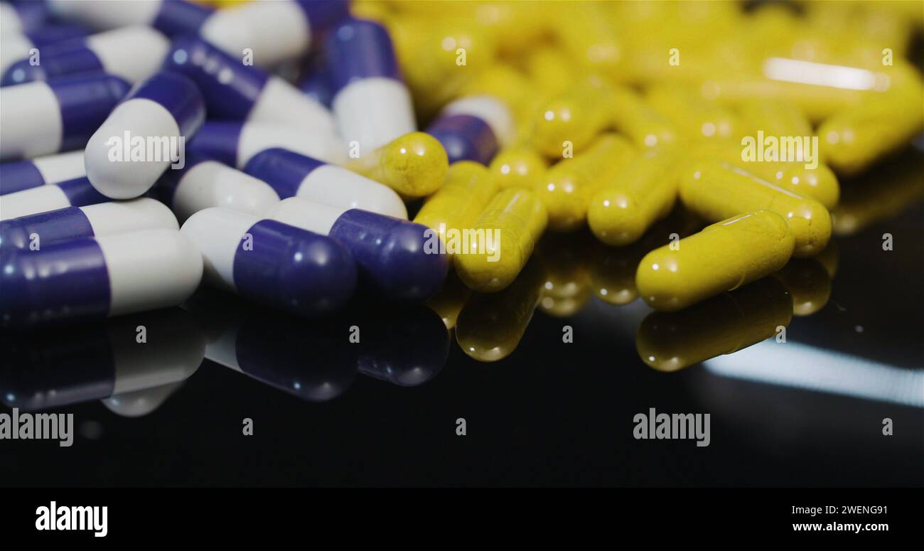 Medical tablets and pills rotating, pharmaceutical industry Stock Photo ...