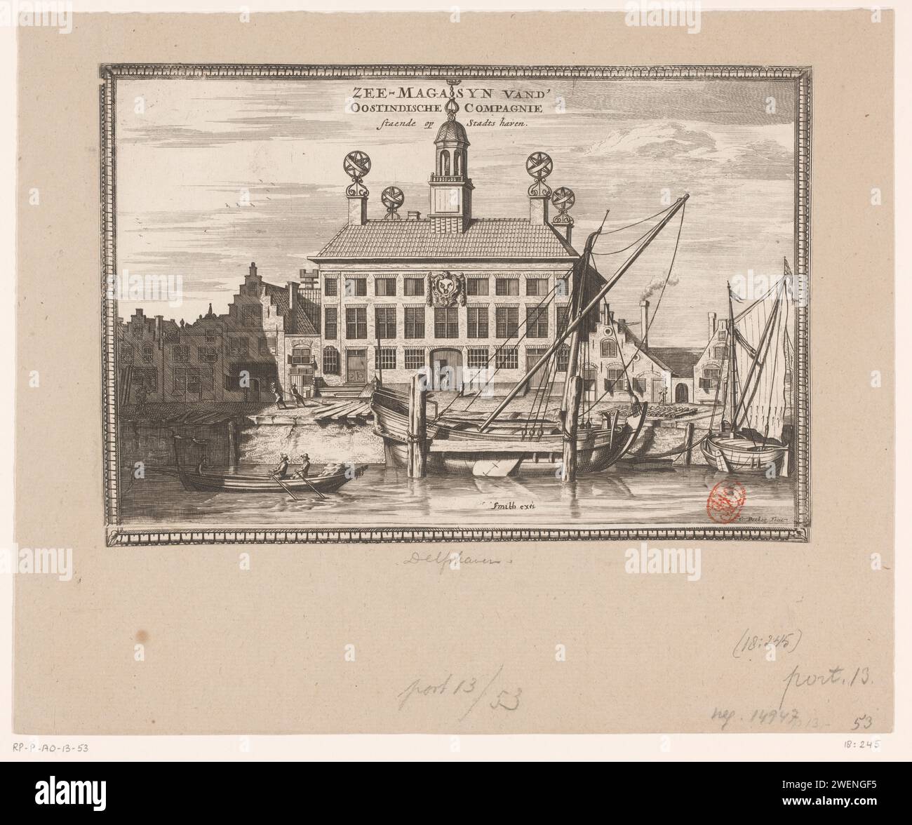 View of the sea warehouse of the VOC in Delfshaven, Coenraet Decker ...
