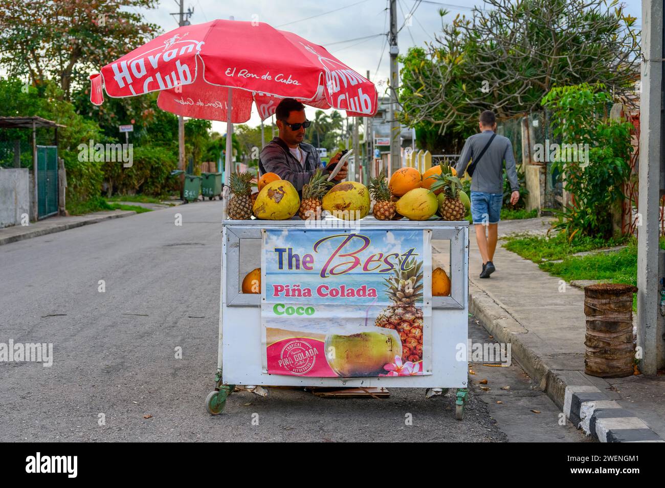 pina colada kiosk in the street, varadero, cuba Stock Photo - Alamy