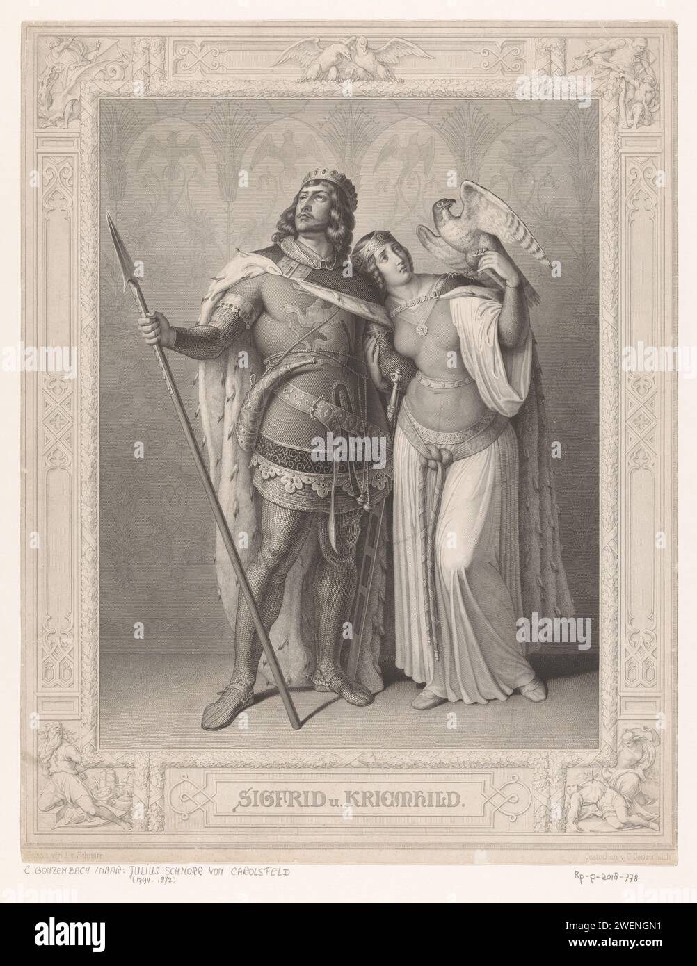 Siegfried en Kriemhilde, Carl Arnold Gonzenbach, After J. v. Schnorr ...